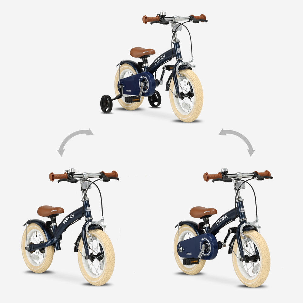 Vélo d'enfant de luxe 12 pouces - 3 en 1 - vélo d'équilibre Bleu
