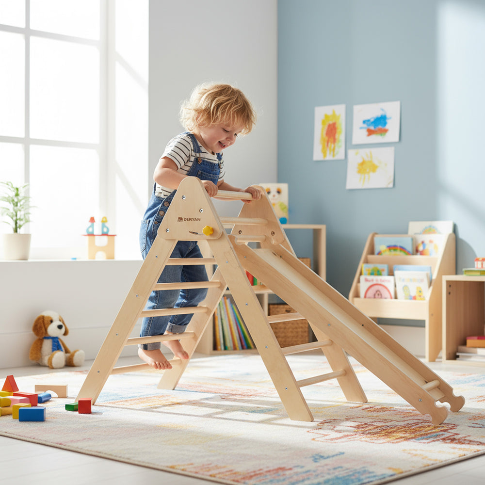 Opvouwbaar Klimrek Montessori Met Glijbaan | DERYAN
