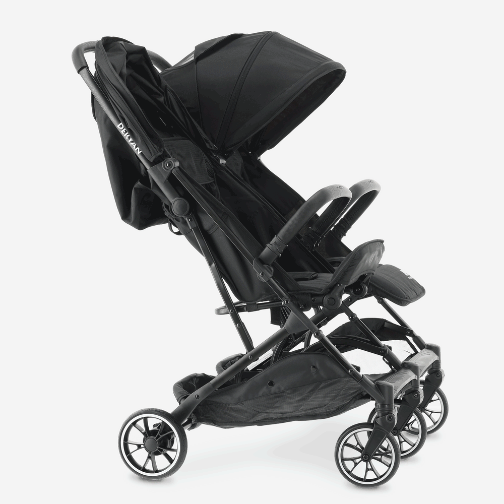 Rolo X2 Duo Stroller, Black, for 2 Children | DERYAN